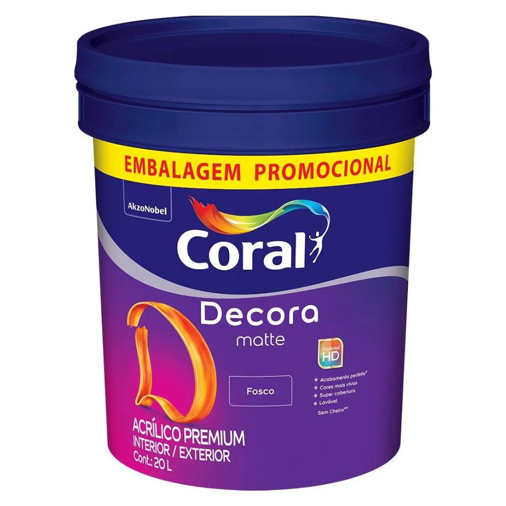 Tinta Acrílica Fosco Premium Decora Matte 20L Coral | Amigo Construtor